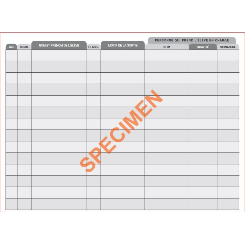 REGISTRE DE SORTIES EXCEPTIONNELLES DES ELEVES