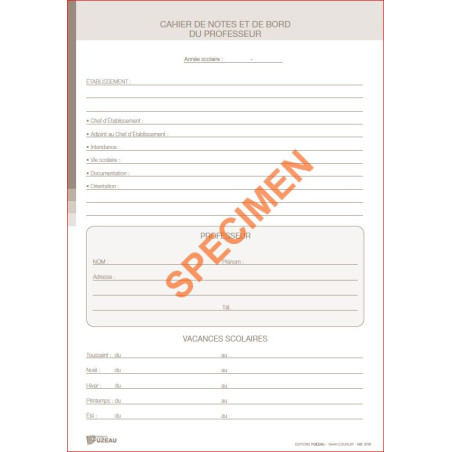 CAHIER DE NOTES ET DE BORD POUR LES PROFESSEURS