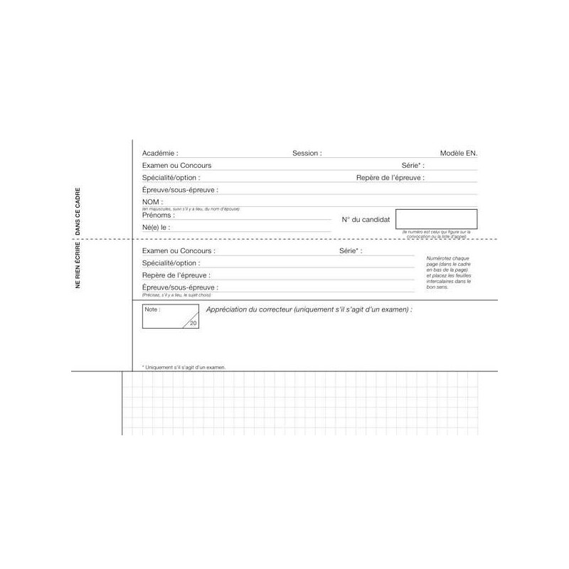 FEUILLE SIMPLE COPIE D EXAMEN E.N.