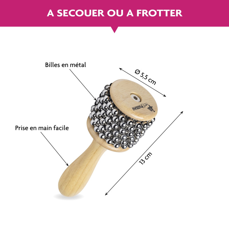 Cabassa | Petit Modèle | Bois | Billes Acier | Fuzeau Séniors